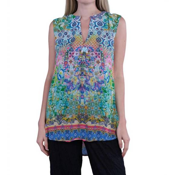 SHANA APPAREL | Tops | New Shana Apparel Floral Split Neck Tank Blouse ...